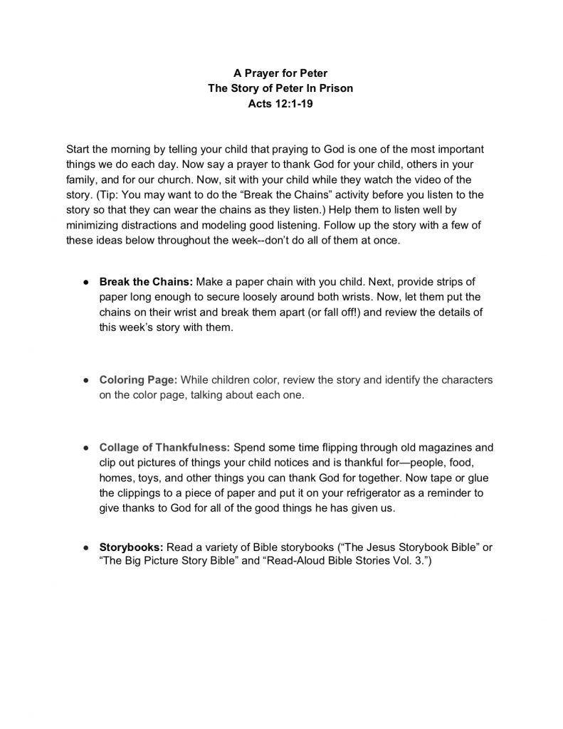 A Prayer for Peter – The Story of Peter in Prison - Cross Park Church