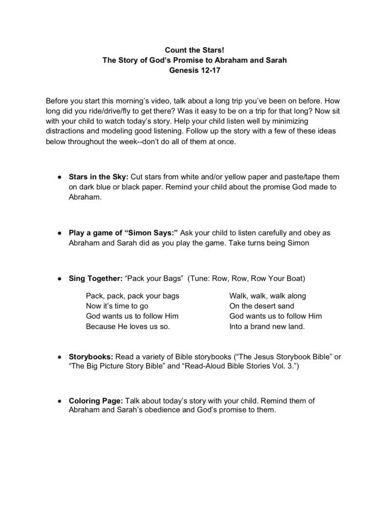 Count The Stars! The Story of God’s Promises to Abraham & Sarah - Cross ...